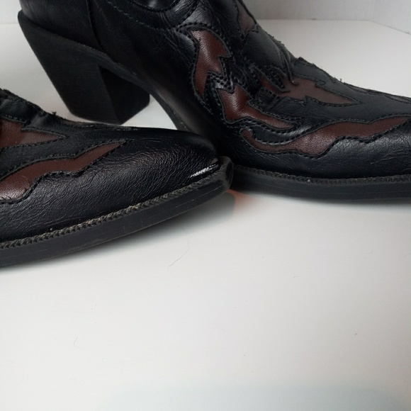 Roper | Shoes | Roper Black Brown Accent Heeled Cowgirl Boots | Poshmark